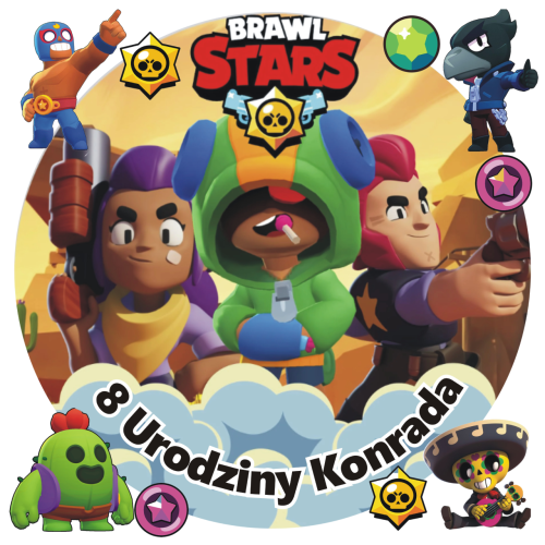 OPŁATEK NA TORT ZESTAW WYDRUK Brawl Stars TWÓJ TEKST + 9 POSTACI ...
